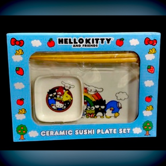 Hello Kitty | Dining | Hello Kitty Silver Buffalo Ceramic Sushi Plate ...